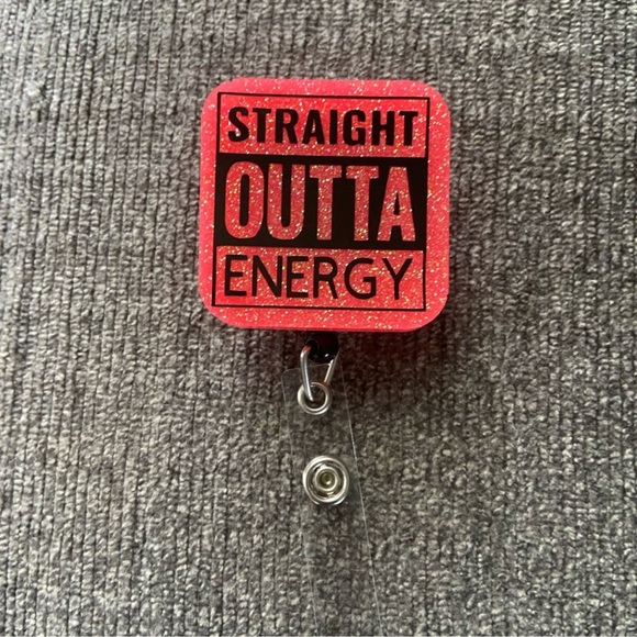 Handmade | Accessories | Straight Outta Energy Retractable Name Badge ...